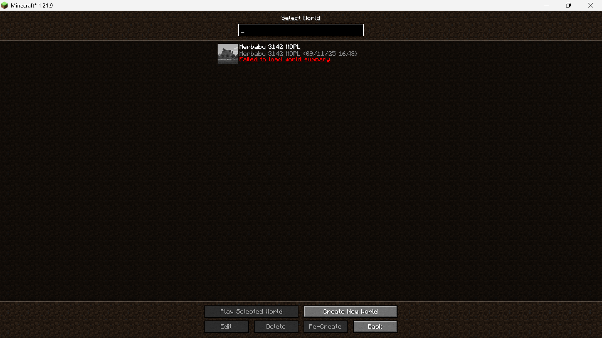 [MC-304159] World failed to load – level.dat corrupted (Not in GZIP format)