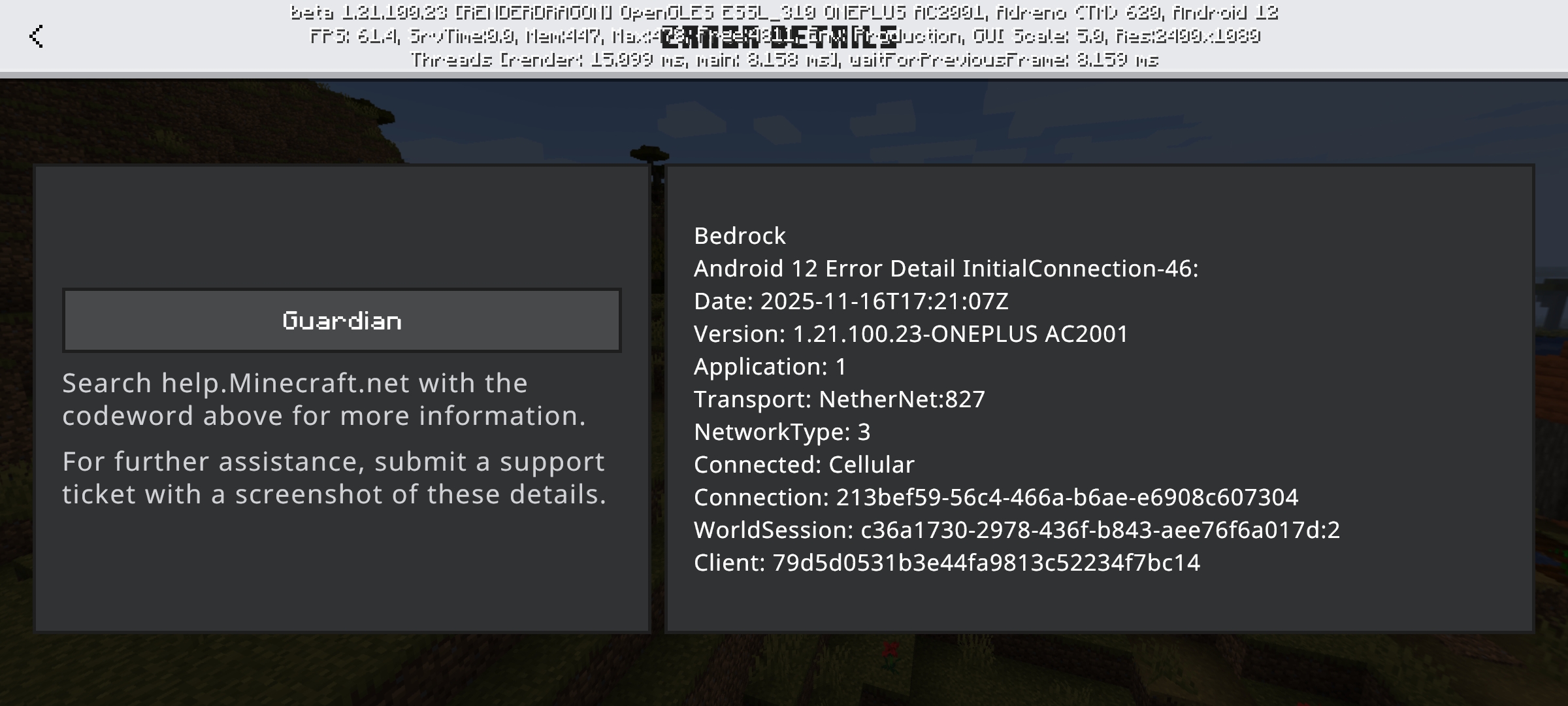 [MCPE-231901] I can't play with my friends there is an error who ...