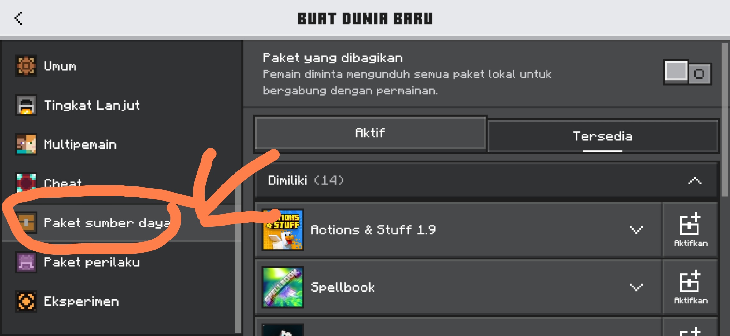 [MCPE-235449] ( Pengaktifan resurpack dari marketplacr)